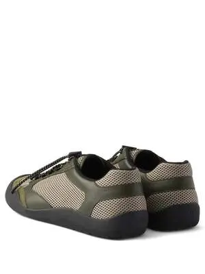 Prada Speedrock Leather And Mesh Fabric Sneakers - Green