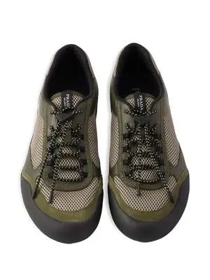 Prada Speedrock Leather And Mesh Fabric Sneakers - Green