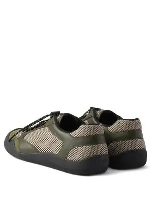 Prada Speedrock Leather And Mesh Fabric Sneakers - Green