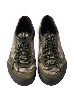 Prada Speedrock Leather And Mesh Fabric Sneakers - Green