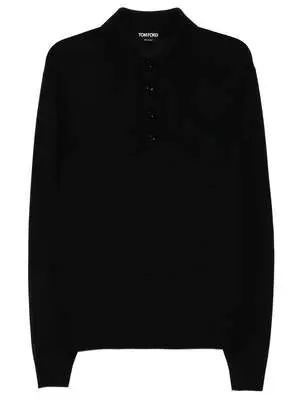 TOM FORD Wool Knitted Polo - Black