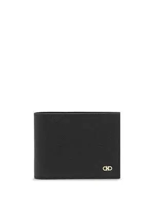 FERRAGAMO Micro Gancio Grained Leather Bi-fold Wallet - Black
