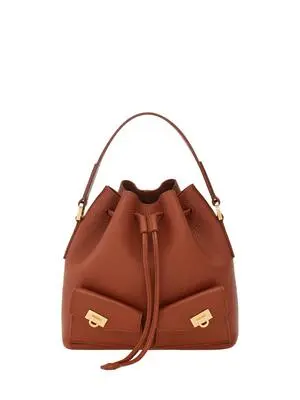 FERRAGAMO Multi Pocket Bucket Bag - Brown