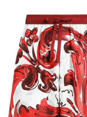 Dolce & Gabbana Vanity Bermuda Shorts In Majolica-print Silk Twill