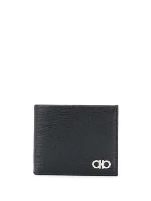 FERRAGAMO Two-tone Bi-fold Leather Wallet - Black