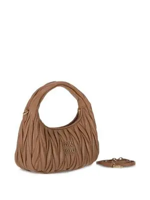 Miu Miu Wander Matelassé Nappa Leather Small Hobo Bag - Brown