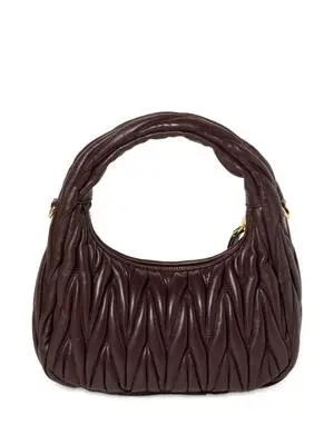 Miu Miu Wander Matelassé Nappa Leather Small Hobo Bag - Brown