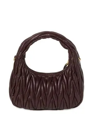 Miu Miu Wander Matelassé Nappa Leather Small Hobo Bag - Brown