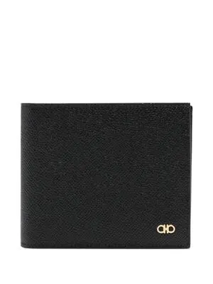 FERRAGAMO Gancini-plaque Grained Leather Wallet - Black