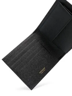 FERRAGAMO Gancini-plaque Grained Leather Wallet - Black