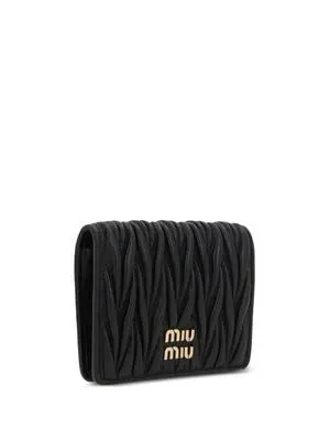 Miu Miu Small Matelassé Nappa Leather Wallet With Snap Closure