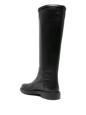 TOD'S T-buckle Leather Knee-high Boots - Black