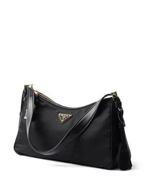 Prada Aimée Large Re-nylon And Leather Shoulder Bag With Padlock - Black
