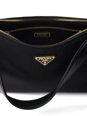 Prada Aimée Large Re-nylon And Leather Shoulder Bag With Padlock - Black