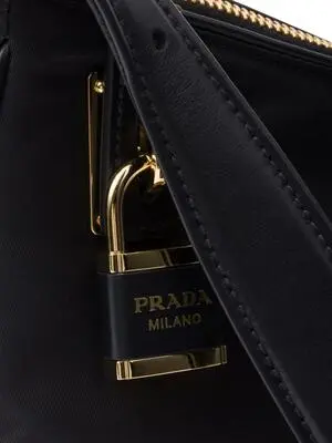 Prada Aimée Large Re-nylon And Leather Shoulder Bag With Padlock - Black