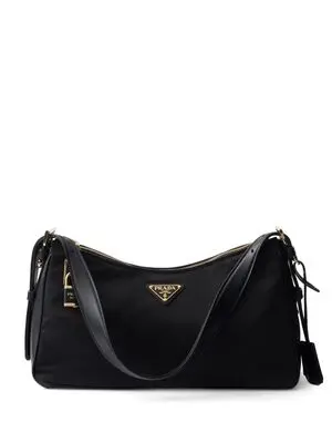 Prada Aimée Large Re-nylon And Leather Shoulder Bag - Black