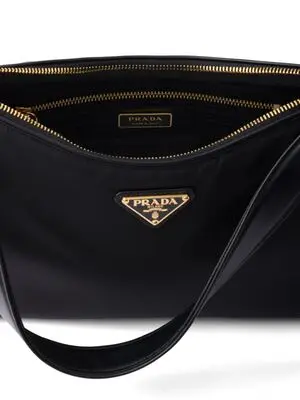 Prada Aimée Large Re-nylon And Leather Shoulder Bag - Black