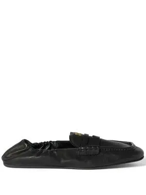 Miu Miu Ruches Nappa Leather Loafers - Black