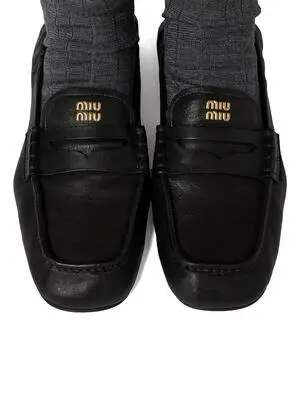 Miu Miu Ruches Nappa Leather Loafers