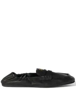 Miu Miu MIU MIU Ruches Nappa Leather Loafers Black