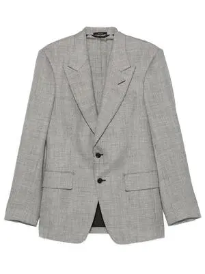 TOM FORD Herringbone-pattern Wool Blend Blazer - Black