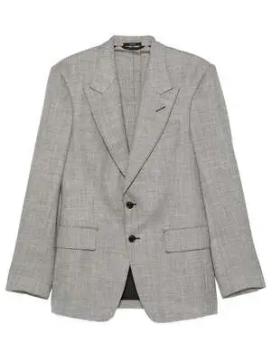 TOM FORD Herringbone-pattern Wool Blend Blazer - Black