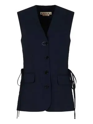 Marni Wool Waistcoat With Side Slits - Black