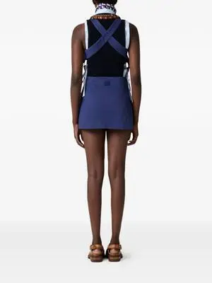 Miu Miu Garment-dyed Gabardine Mini Dress - Blue