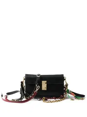 Prada Soft Sound Small Leather Shoulder Bag With Charms - Black