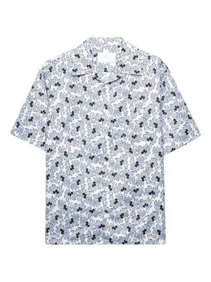 Prada Freesia-print Cotton Blend Bowling Shirt - Blue