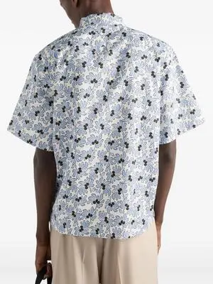 Prada Freesia-print Cotton Blend Bowling Shirt - Blue