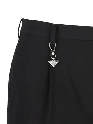Prada Charm-detail Cotton Tapered Trousers - Black