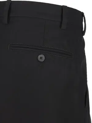 Prada Charm-detail Cotton Tapered Trousers - Black