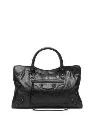 Balenciaga Le City Medium Bag In Arena Leather - Black