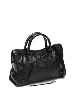 Balenciaga Le City Medium Bag In Arena Leather - Black