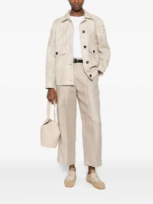Brunello Cucinelli Dazzling Seabed Embroidery Outerwear Jacket In Techno Cotton Poplin - Multicolor