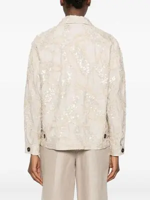 Brunello Cucinelli Dazzling Seabed Embroidery Outerwear Jacket In Techno Cotton Poplin - Multicolor