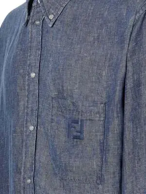 Fendi Comfort Fit Chambray Shirt With Ff Embroidery