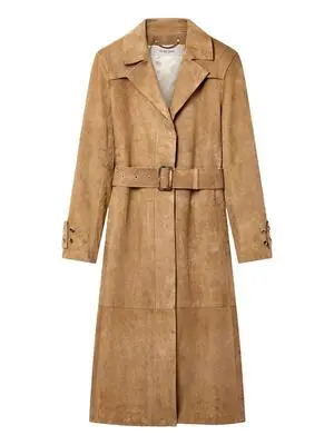GOLDEN GOOSE Waxed Treatment With Lived-in Effect Suede Trench Coat - Multicolor