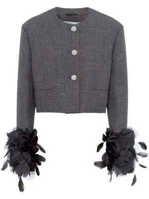 Prada Cropped Jacket With Feather - Multicolor