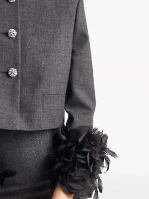Prada Cropped Jacket With Feather - Multicolor