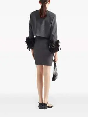 Prada Cropped Jacket With Feather - Multicolor