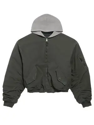 Balenciaga Hooded Standard Canvas Bomber Jacket - Gray