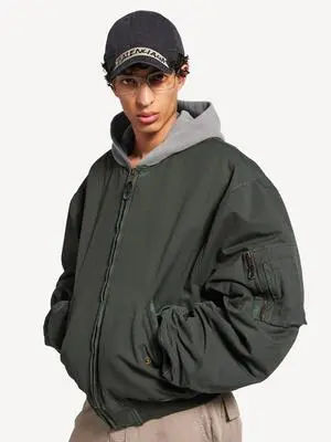 Balenciaga Hooded Standard Canvas Bomber Jacket