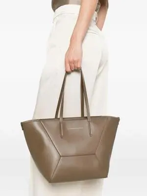 Brunello Cucinelli Leather Tote Bag With Pouch - Brown