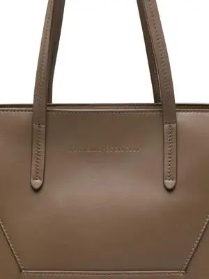 Brunello Cucinelli Leather Tote Bag With Pouch - Brown