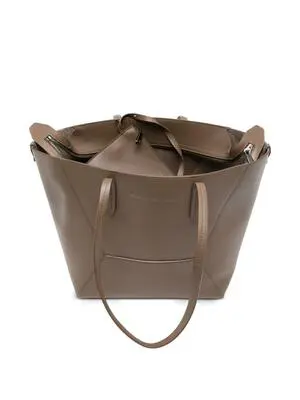 Brunello Cucinelli Leather Tote Bag With Pouch - Brown