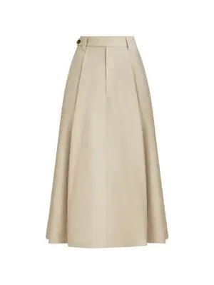 Brunello Cucinelli Techno Cotton Poplin Sartorial Skirt With Monili - Multicolor