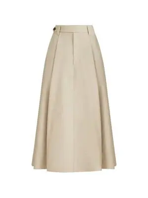 Brunello Cucinelli Techno Cotton Poplin Sartorial Skirt With Monili - Multicolor