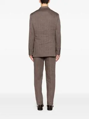 Brunello Cucinelli Linen And Virgin Wool Chevron Leisure Suit - Brown